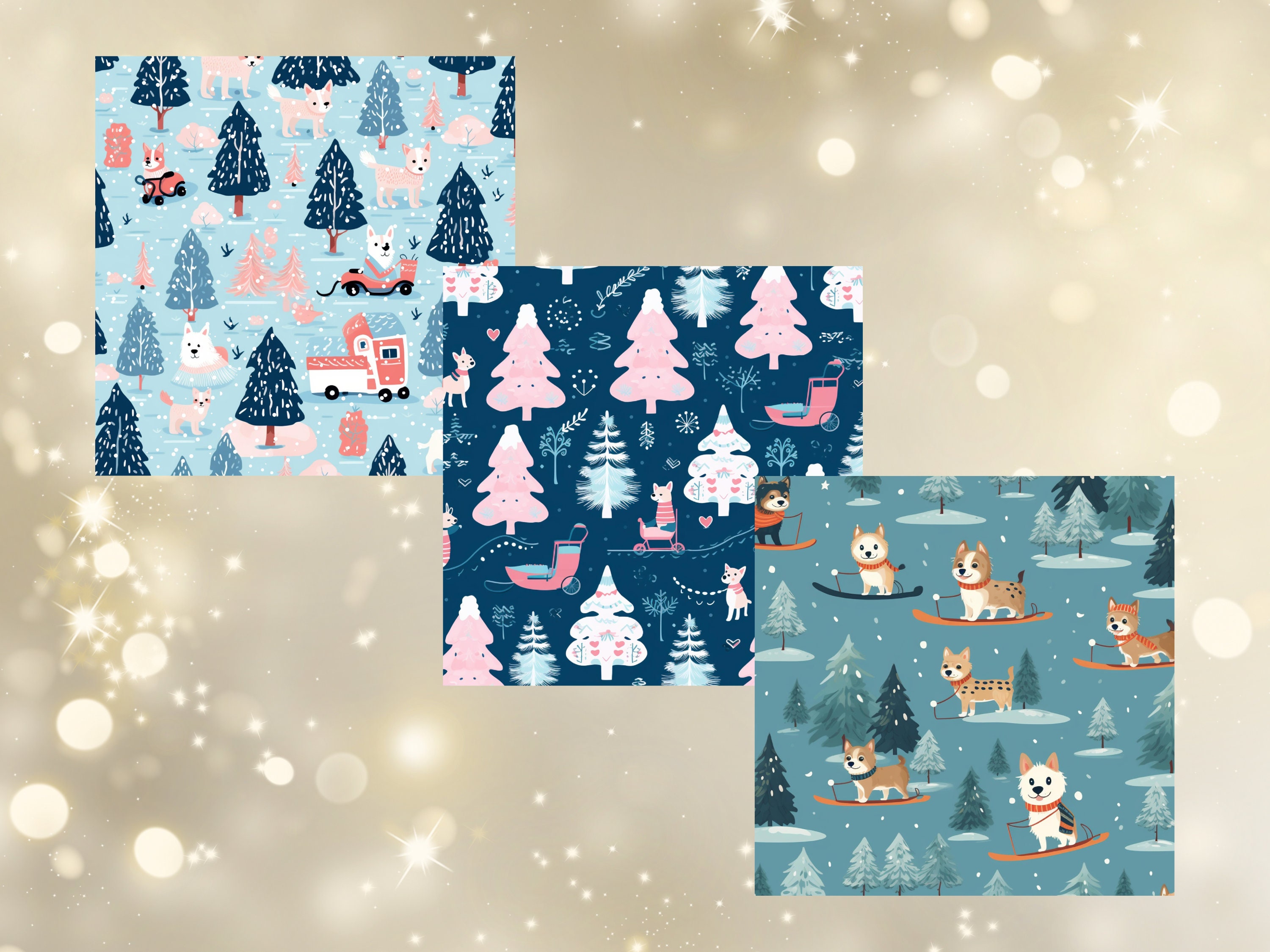 Cute Puppy Christmas Digital Printable Paper Pack, Winter Wonderland ...