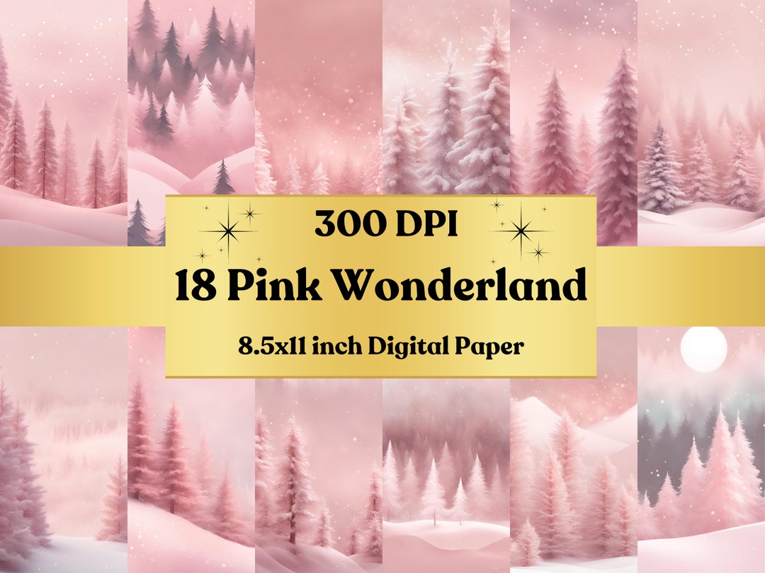 Printable Pink Wonderland Digital Paper, Pastel Holiday Ephemera ...