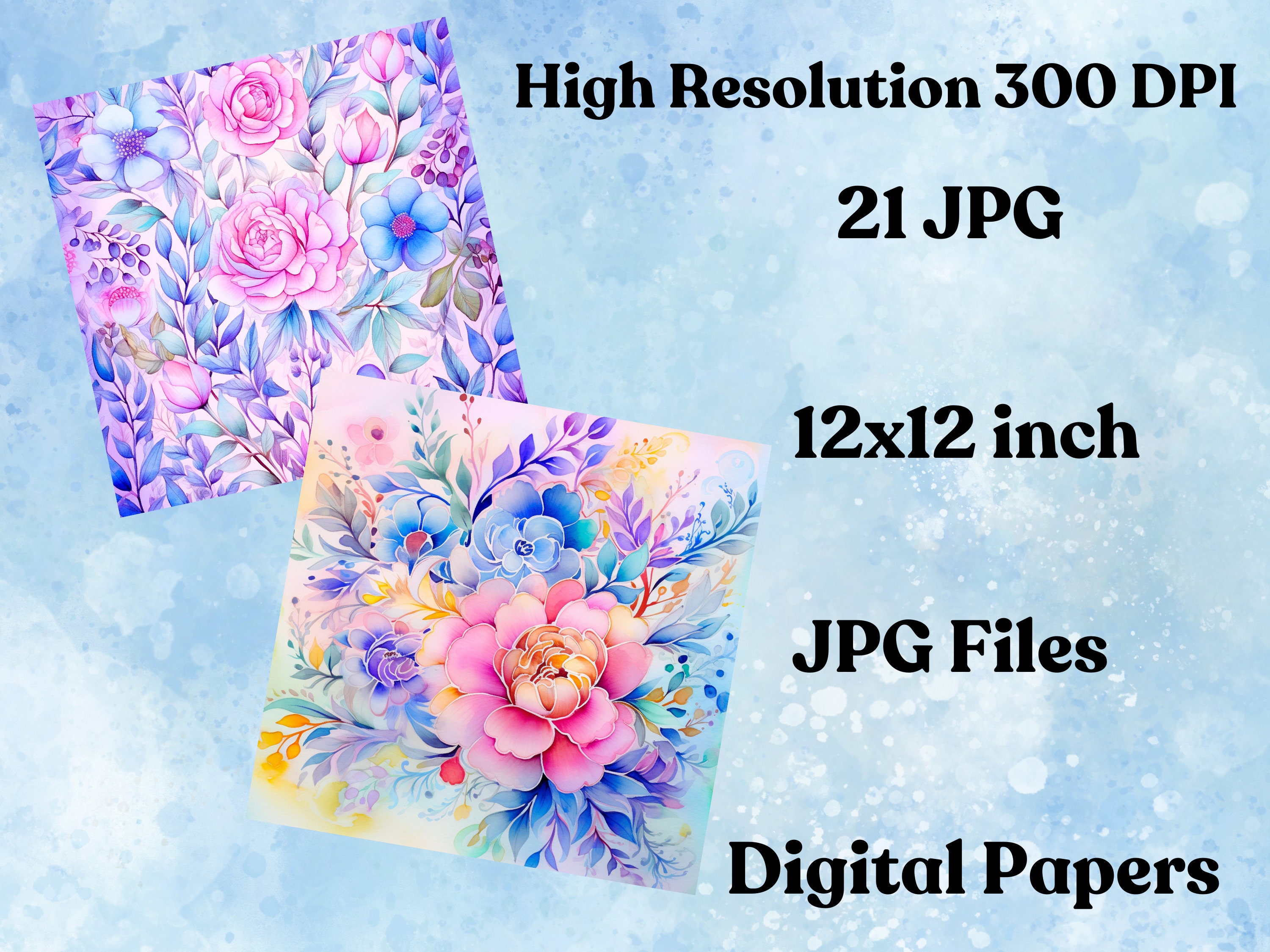 Pastel Watercolor Matisse Flower Background Digital Paper, Pretty ...