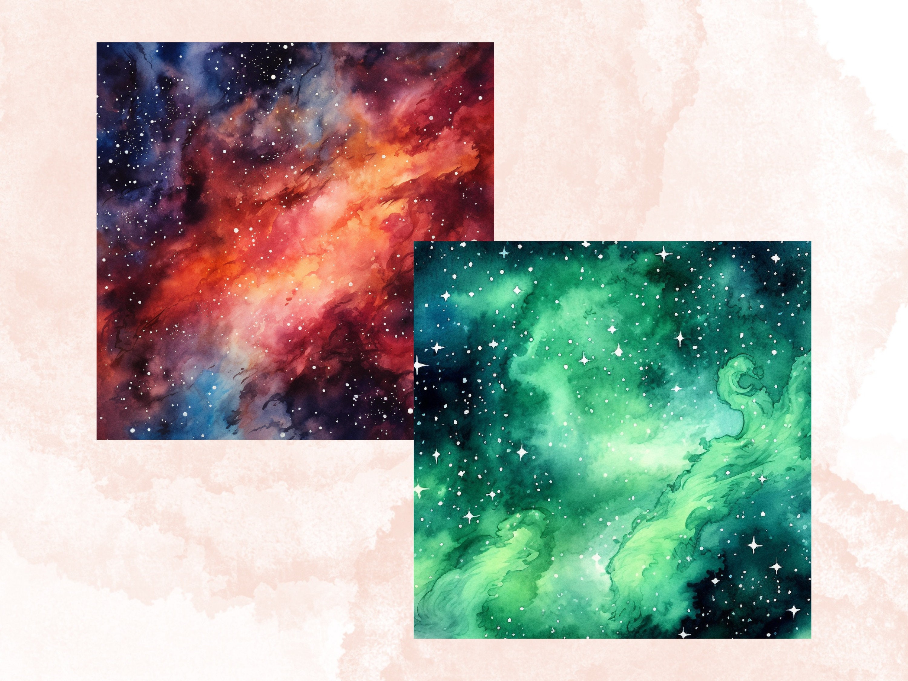 Watercolor Galaxy Background Digital Paper, Painted Galaxy, Galaxy ...