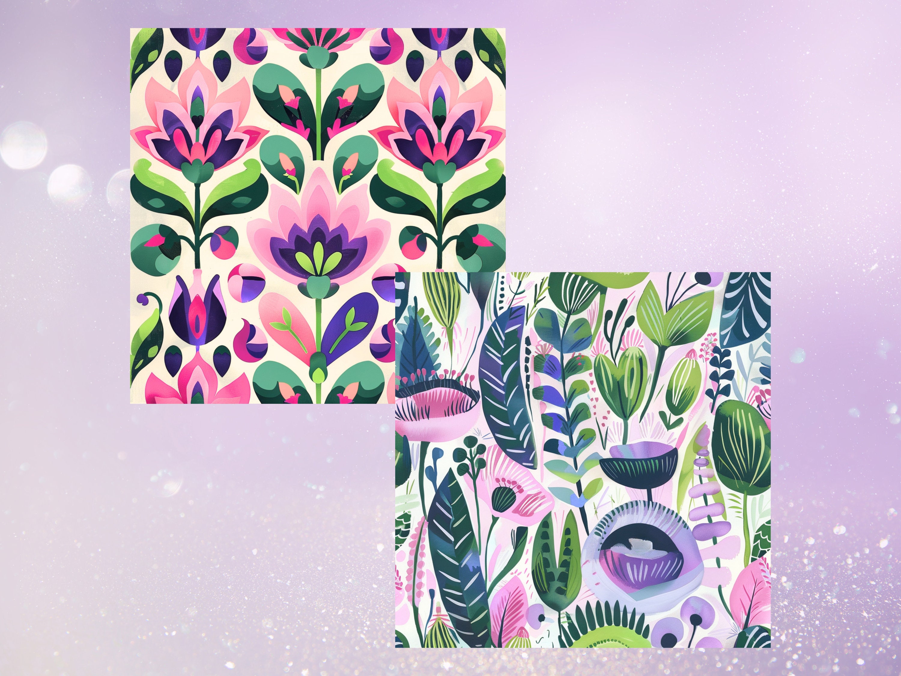 Nordic Design Spring Pattern Digital Paper, Swedish Folk Art ...