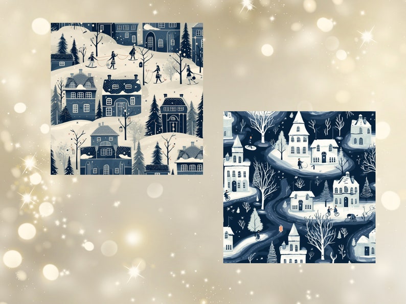 Blue Christmas Digital Paper Pack, Festive Christmas Background ...