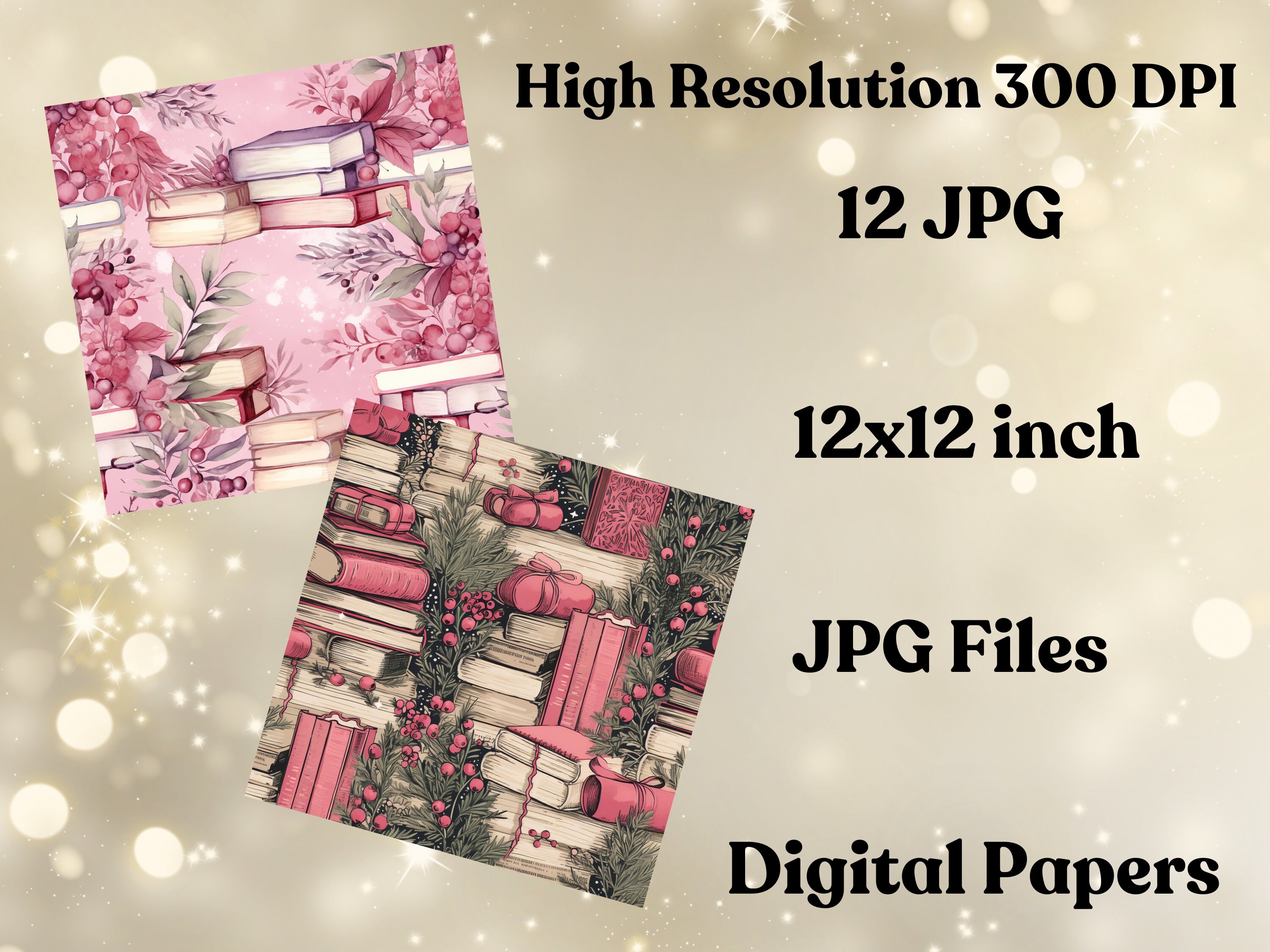 Pink Vintage Book Christmas Printable Paper, Pink Retro Vintage ...