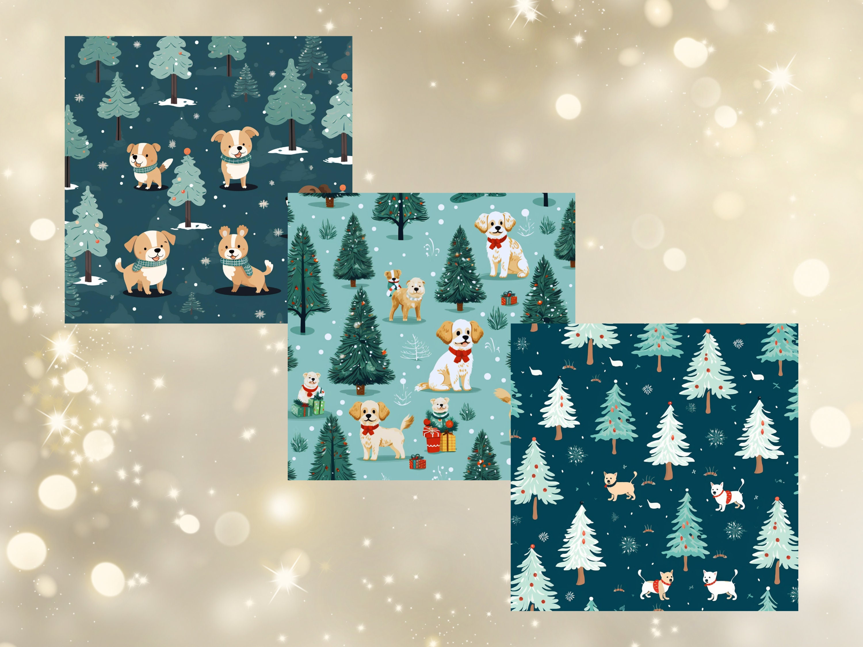 Cute Puppy Christmas Digital Printable Paper Pack, Winter Wonderland ...