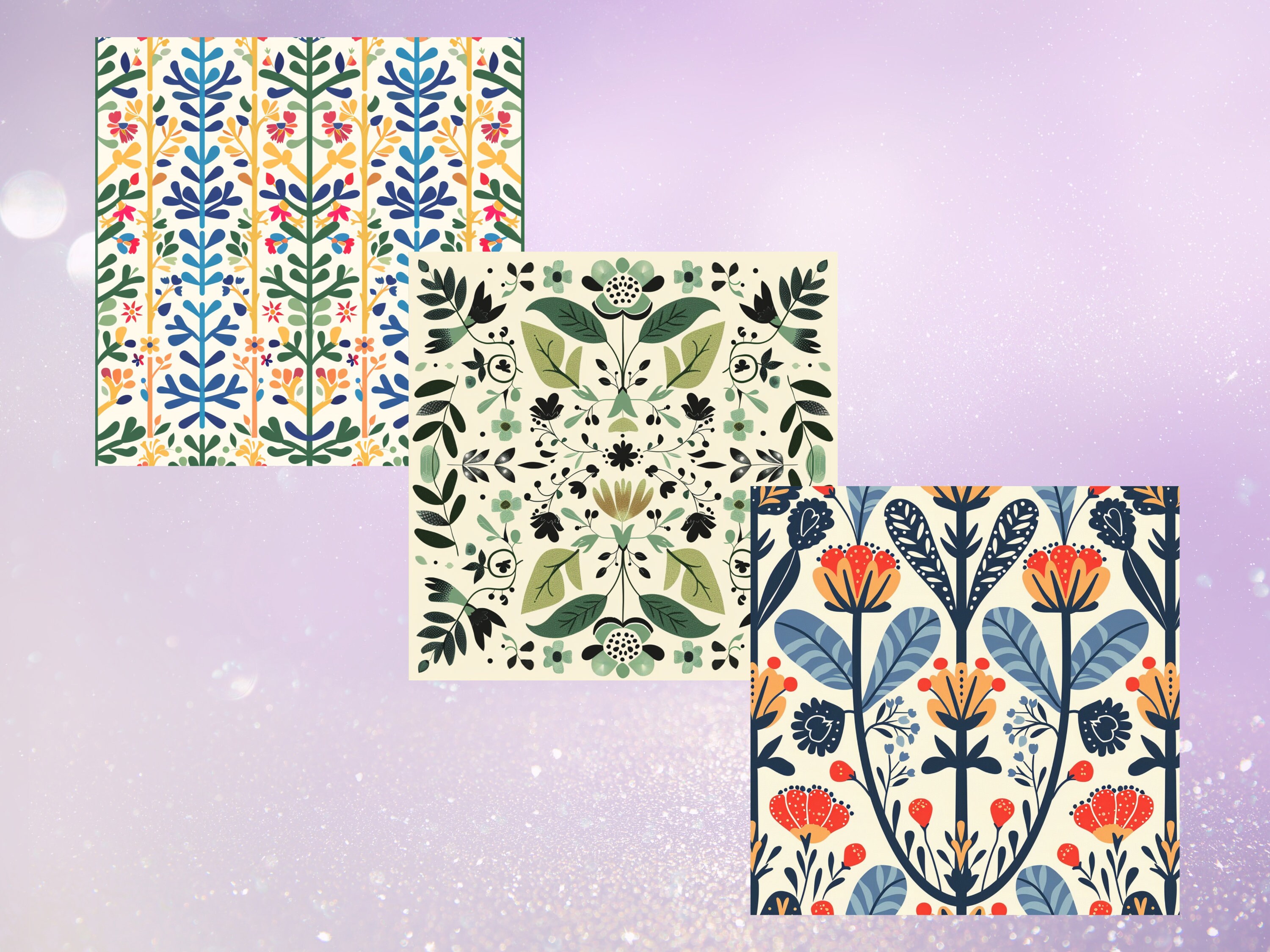 Printable Spring Folk Art Digital Paper, Ephemera Collage, Scandinavian ...