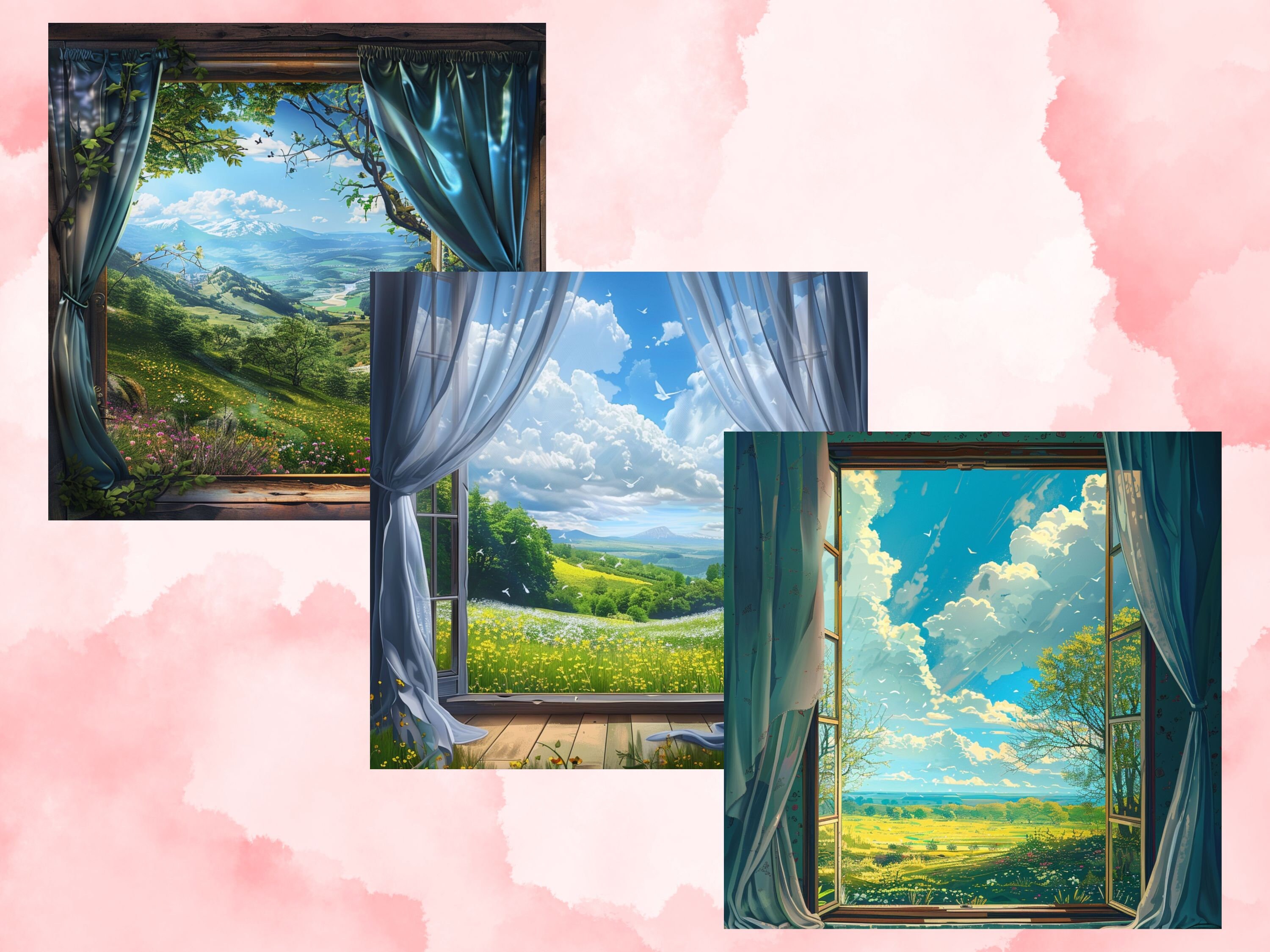 Open Window Landscape, Spring Windows, Floral Window, Spring Floral ...