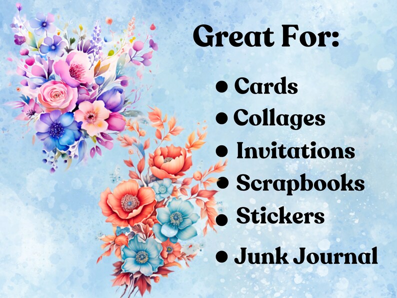 Watercolor Spring Flower Clip Art, Flower Bouquet, Pink Floral Clipart ...