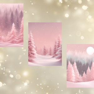 Printable Pink Wonderland Digital Paper, Pastel Holiday Ephemera ...