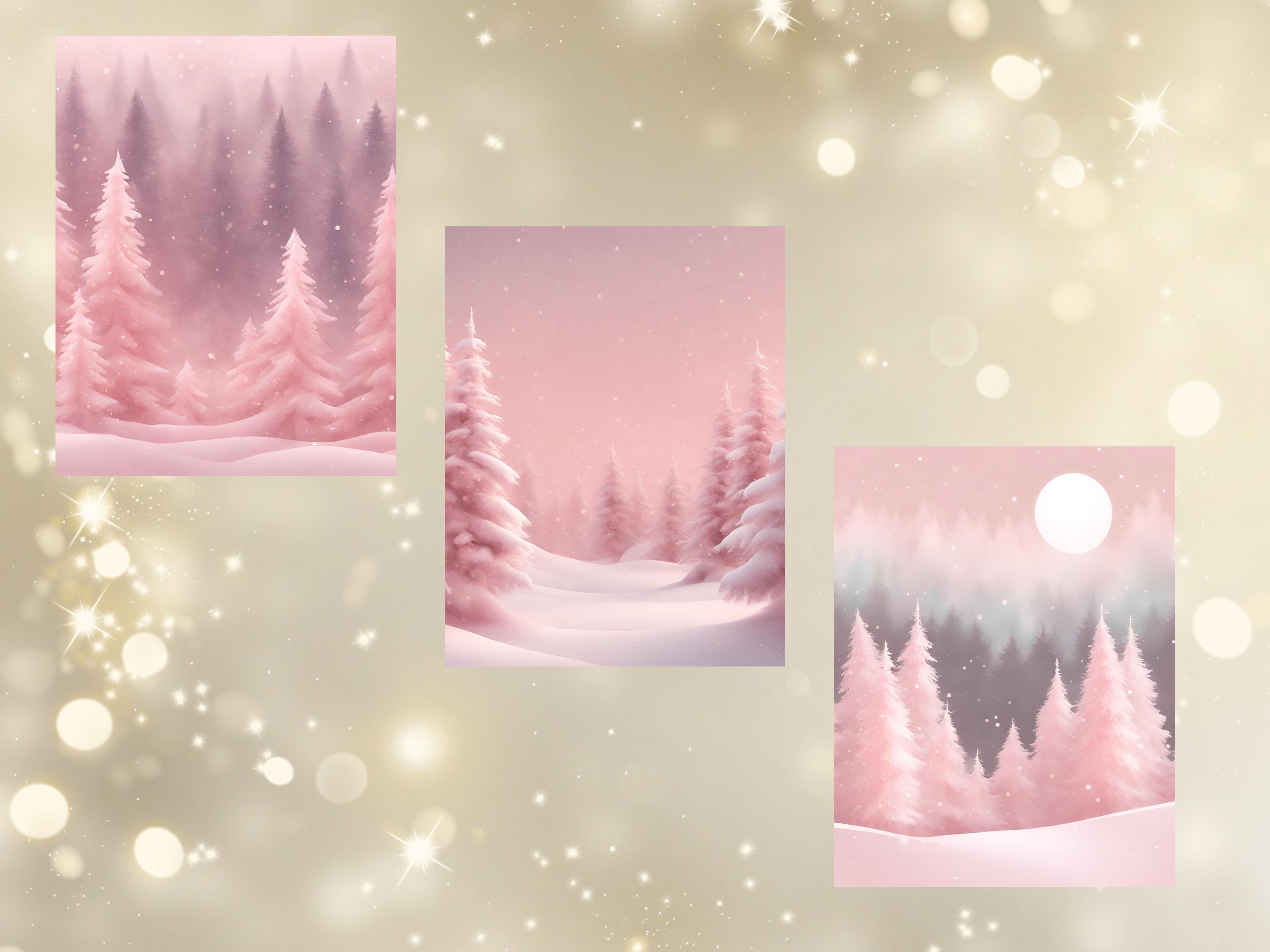 Printable Pink Wonderland Digital Paper, Pastel Holiday Ephemera ...