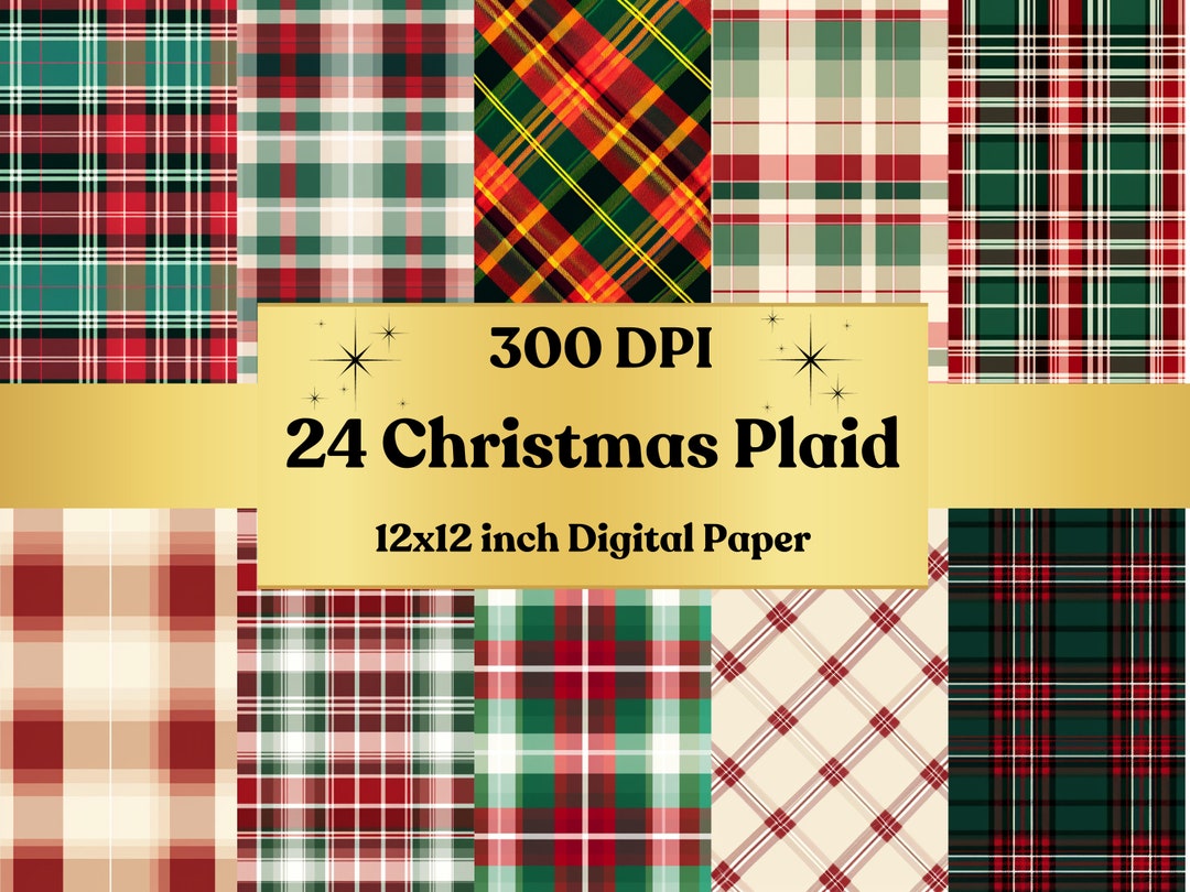 Christmas Plaid Digital Printable Papers, Christmas Tartan Patterns ...