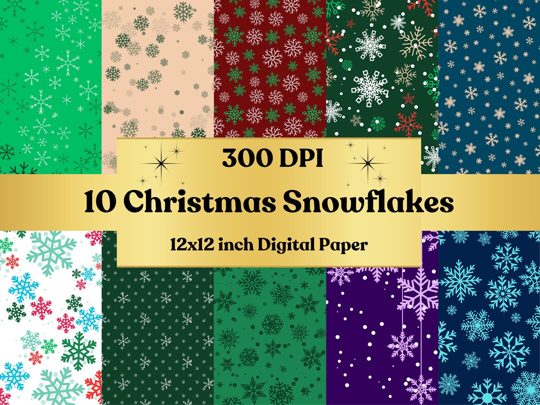 Christmas Snowflakes Digital Printable Paper Pack, Winter Snowflake ...