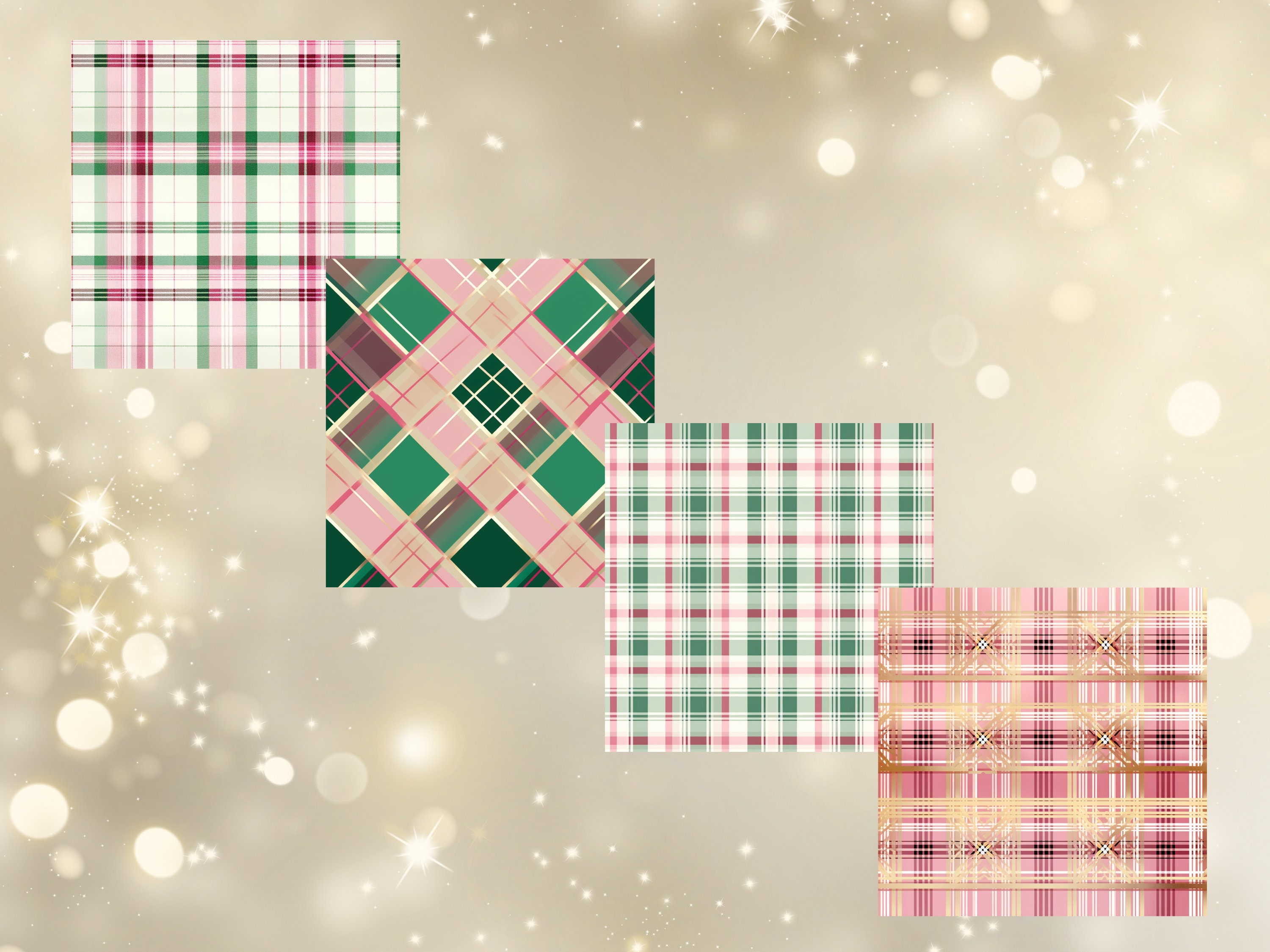 Christmas Plaid Pattern Digital Paper Seamless Repeat, Watercolor ...
