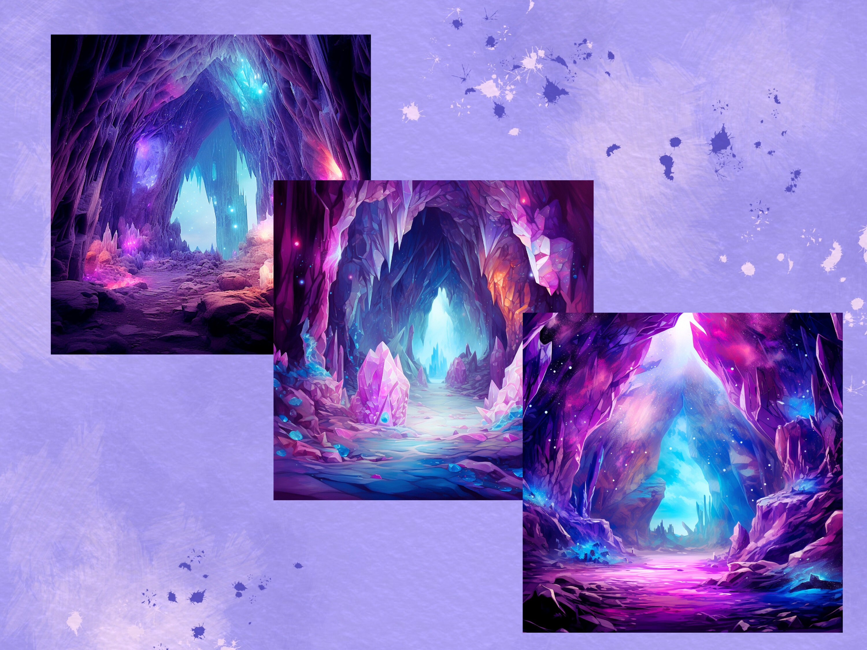 Crystal Caves Digital Paper, Celestial Digital Paper, Fantasy Scrapbook ...