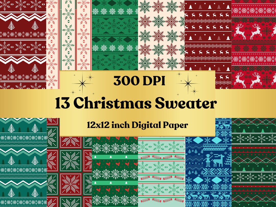 Xmas Sweater Printable Paper Pattern, Christmas Sweater Texture ...