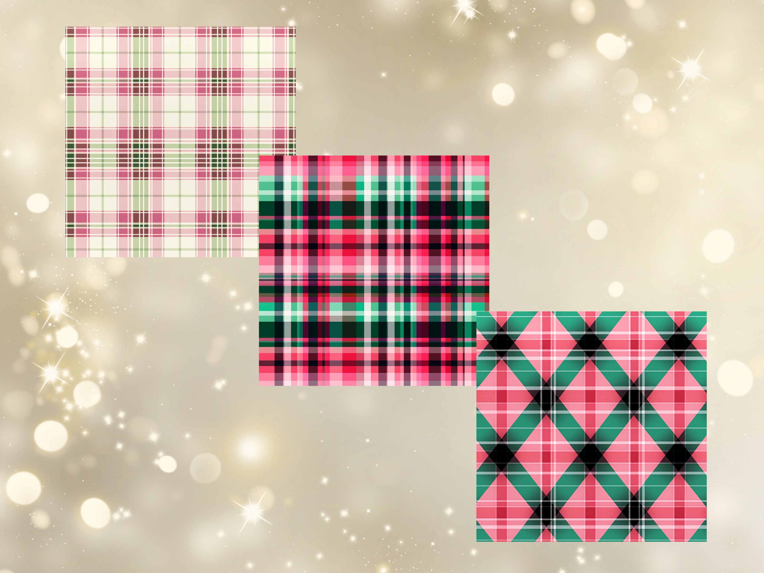 Christmas Plaid Pattern Digital Paper Seamless Repeat, Watercolor ...