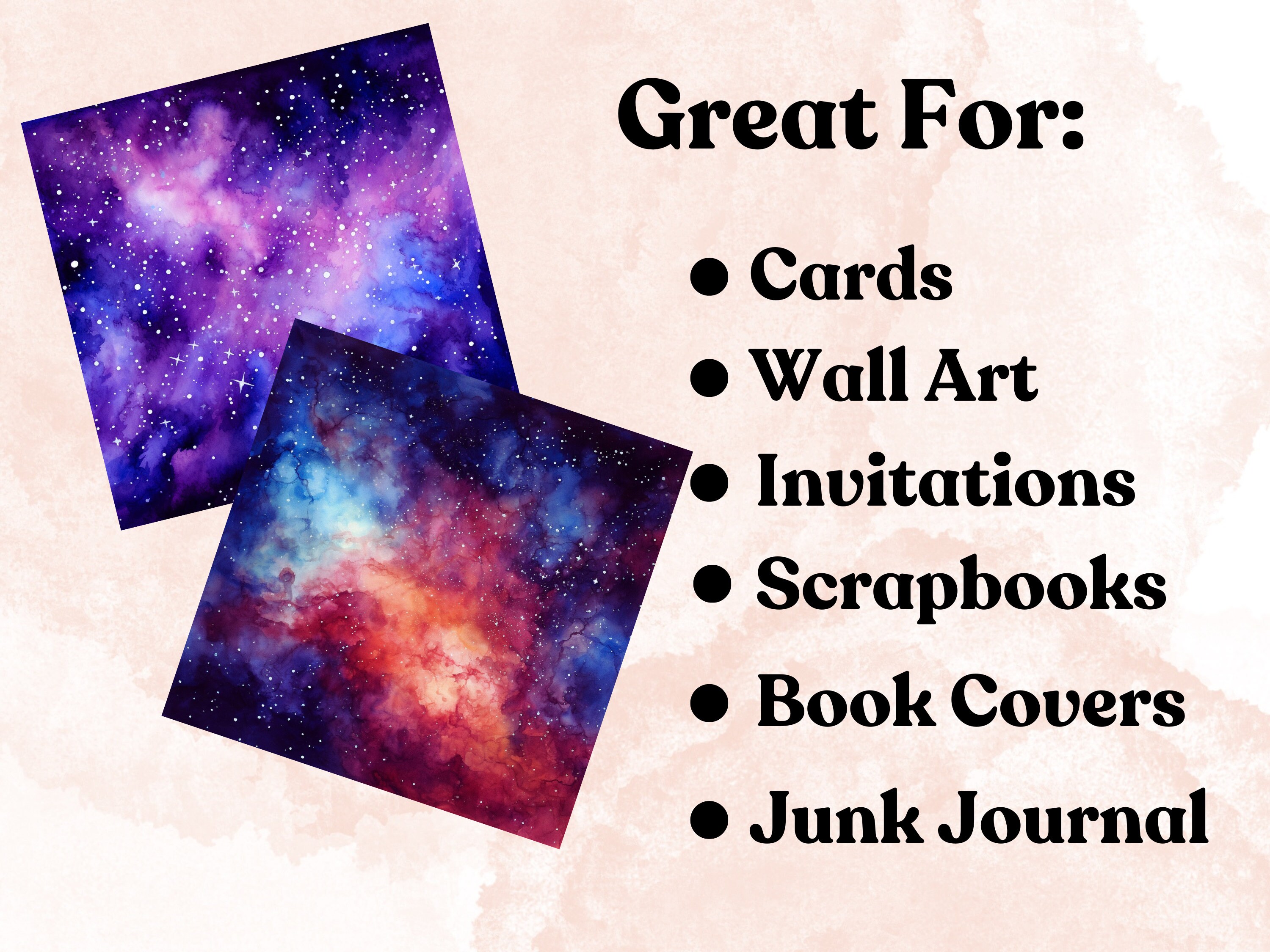 Watercolor Galaxy Background Digital Paper, Painted Galaxy, Galaxy ...