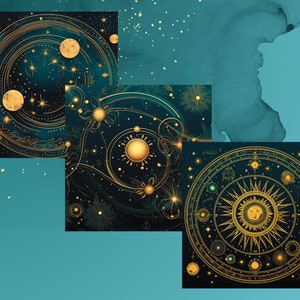 Vintage Celestial Digital Paper, Celestial Patterns, Night Stars Paper ...