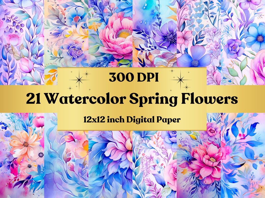 Pastel Watercolor Matisse Flower Background Digital Paper, Pretty ...