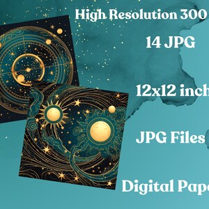 Vintage Celestial Digital Paper, Celestial Patterns, Night Stars Paper ...