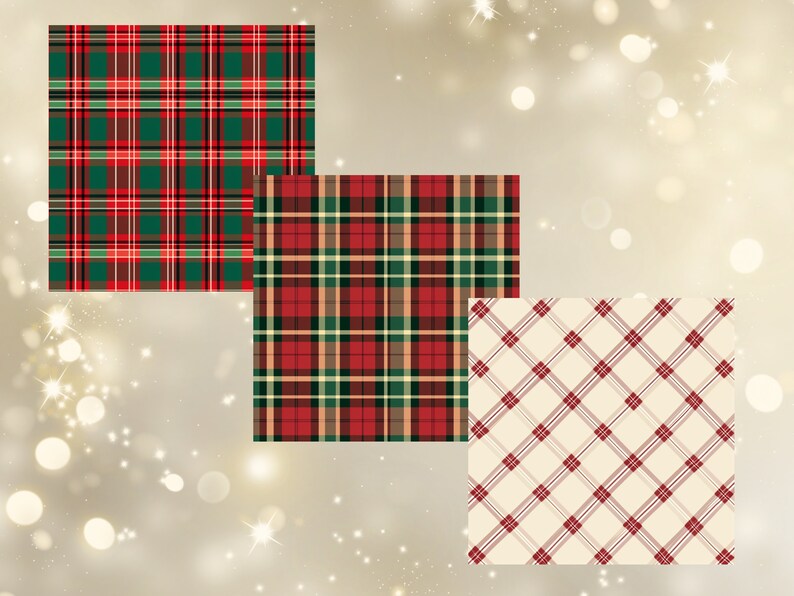 Christmas Plaid Digital Printable Papers, Christmas Tartan Patterns ...