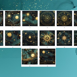 Vintage Celestial Digital Paper, Celestial Patterns, Night Stars Paper ...