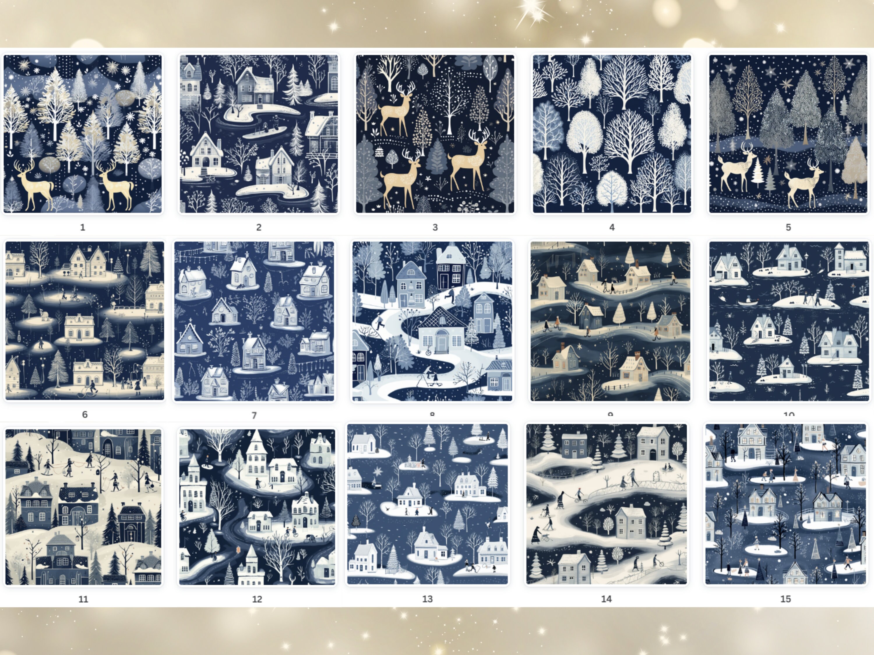 Blue Christmas Digital Paper Pack, Festive Christmas Background ...