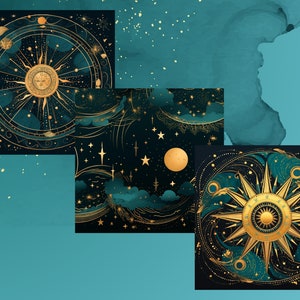 Vintage Celestial Digital Paper, Celestial Patterns, Night Stars Paper ...