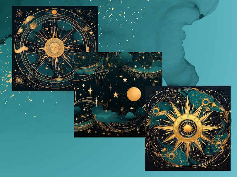 Vintage Celestial Digital Paper, Celestial Patterns, Night Stars Paper ...