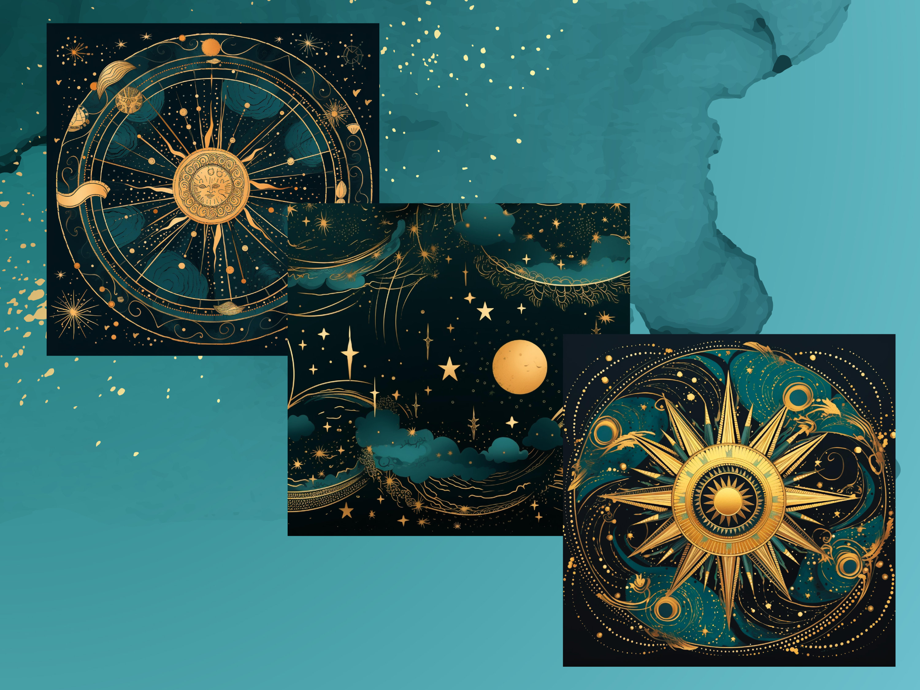 Vintage Celestial Digital Paper, Celestial Patterns, Night Stars Paper ...