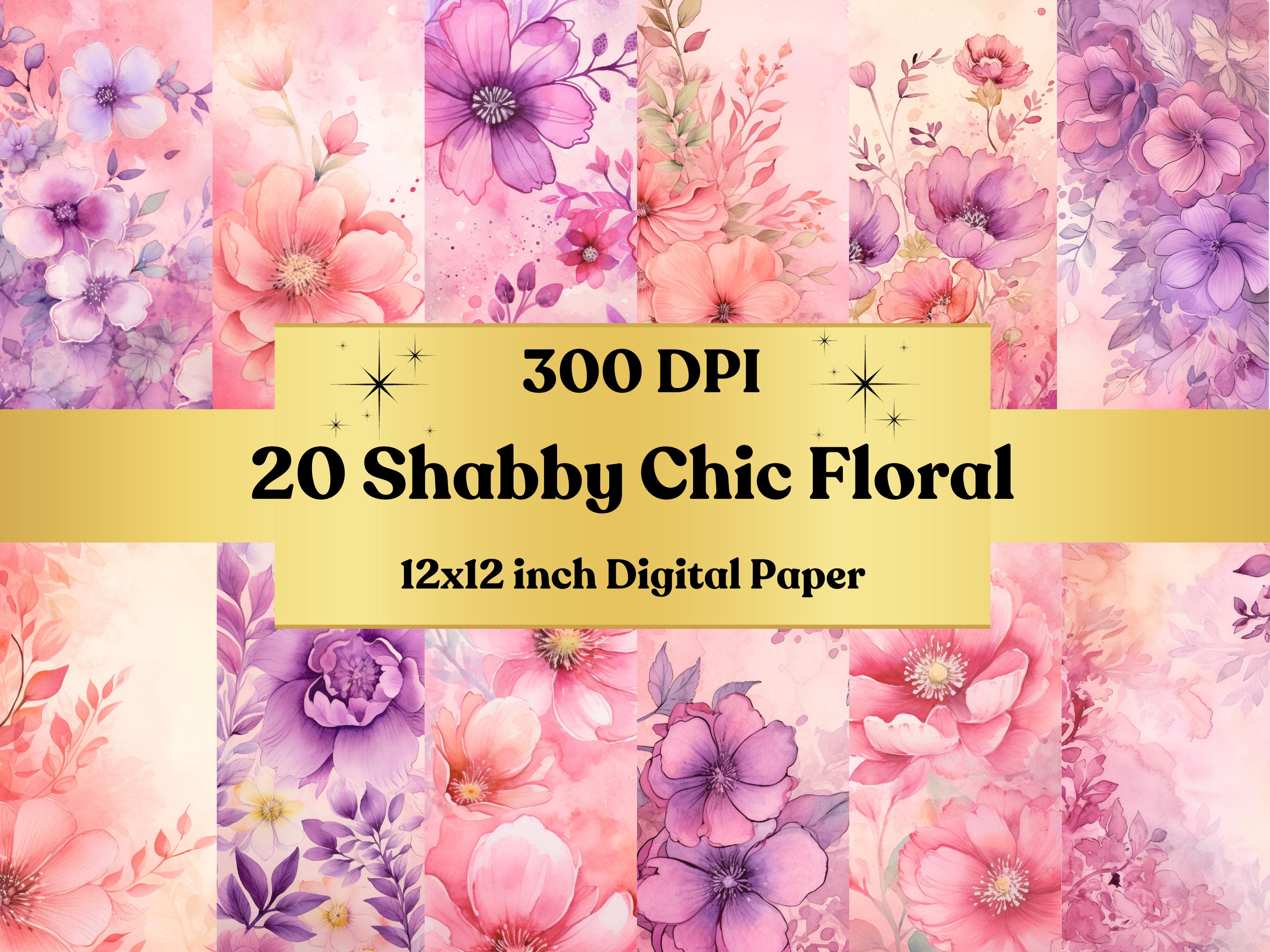 Shabby Chic Vintage Floral Digital Paper, Shabby Chic Floral Seamless ...