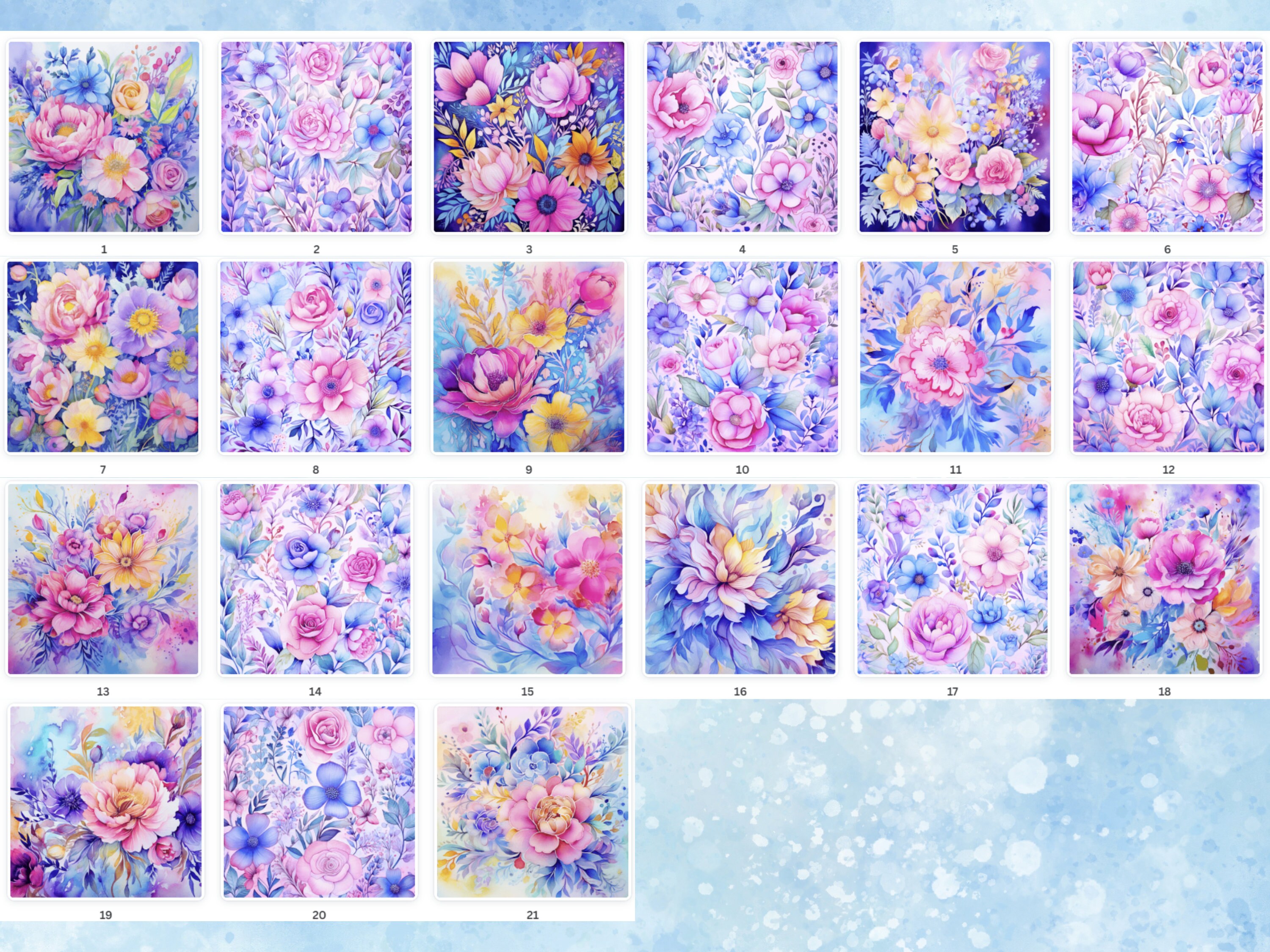 Pastel Watercolor Matisse Flower Background Digital Paper, Pretty ...