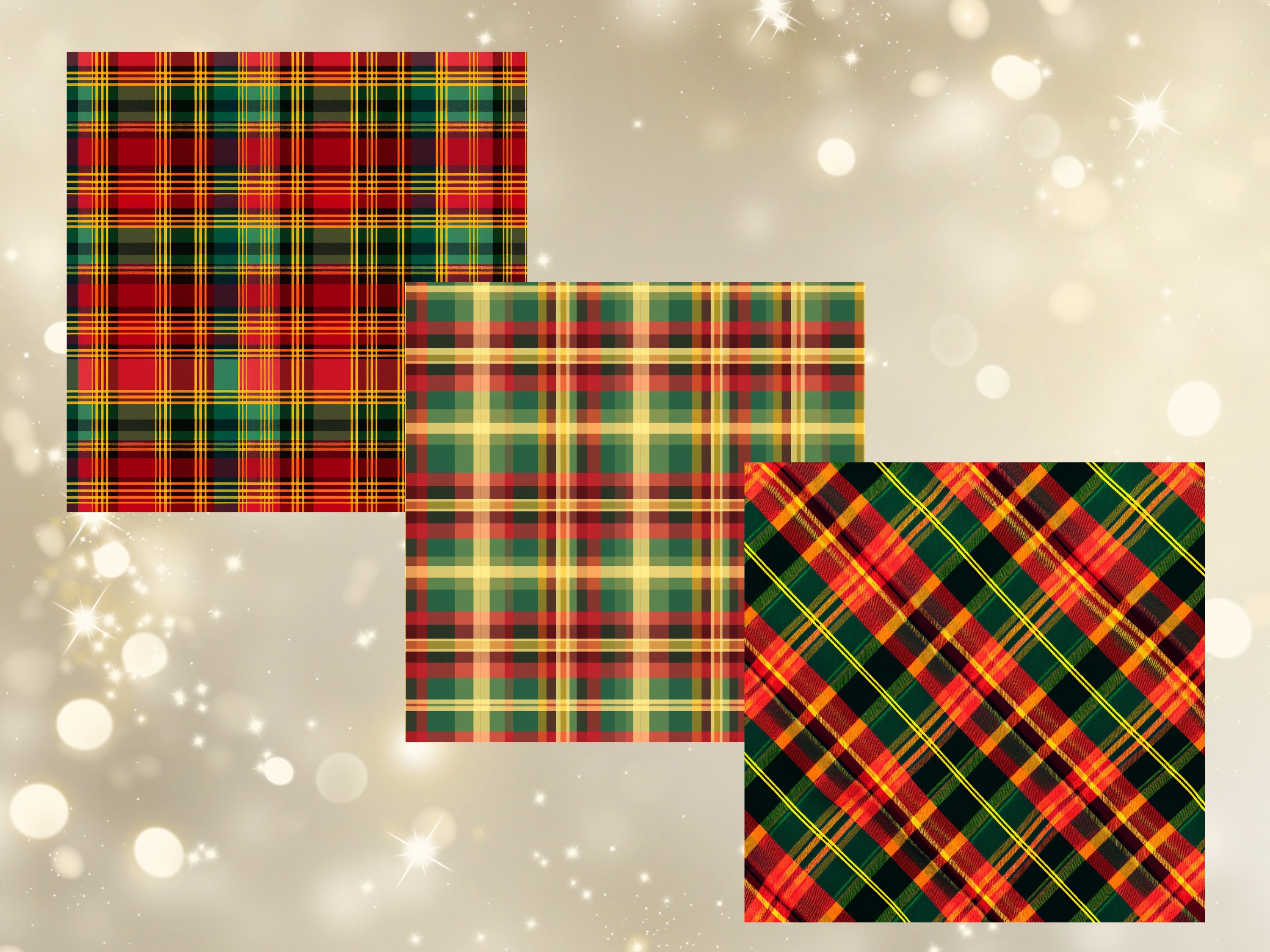 Christmas Plaid Digital Printable Papers, Christmas Tartan Patterns ...