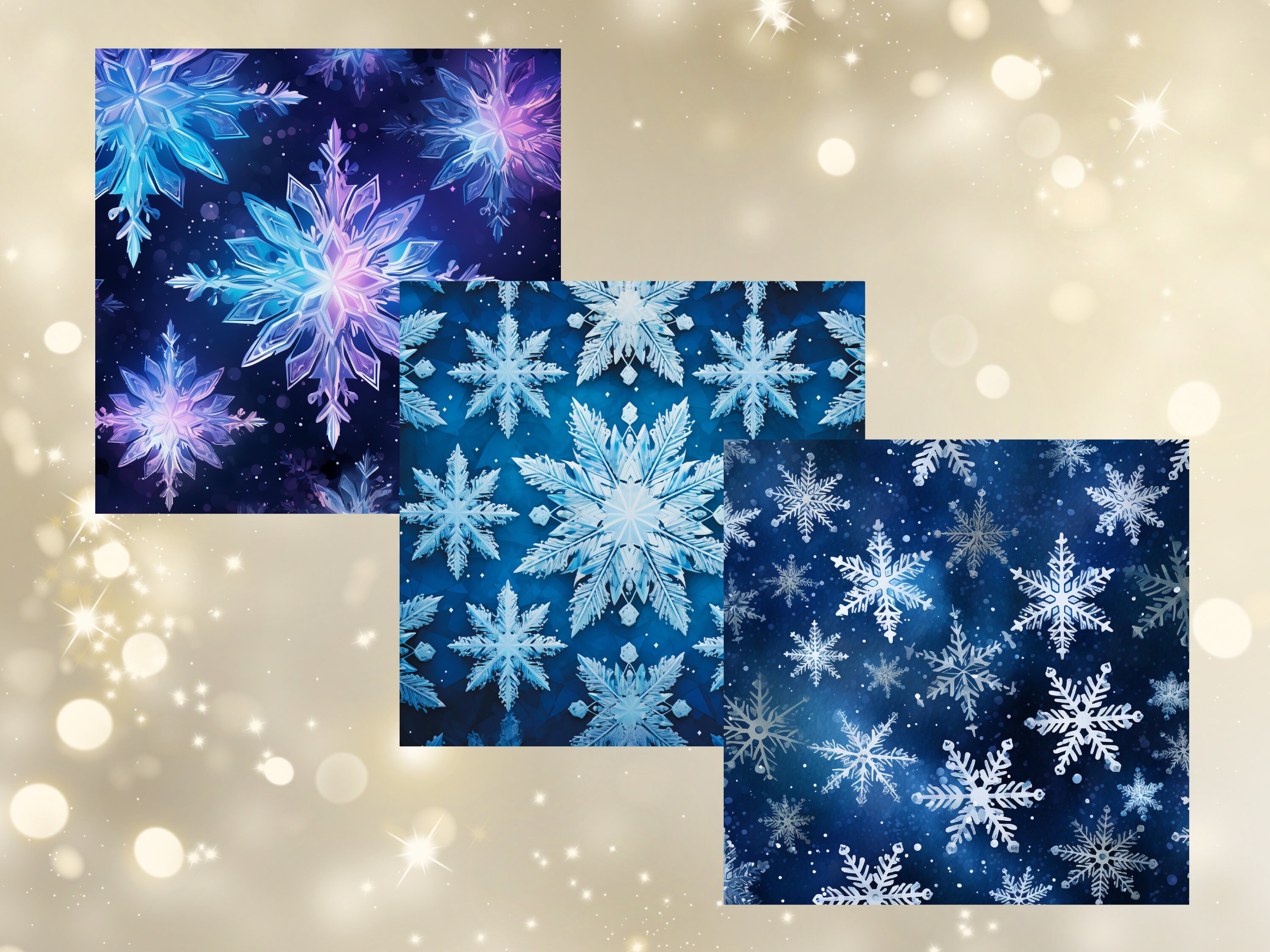 Snowflake Pattern Printable Paper, Winter Junk Journal, Snow Crystal ...