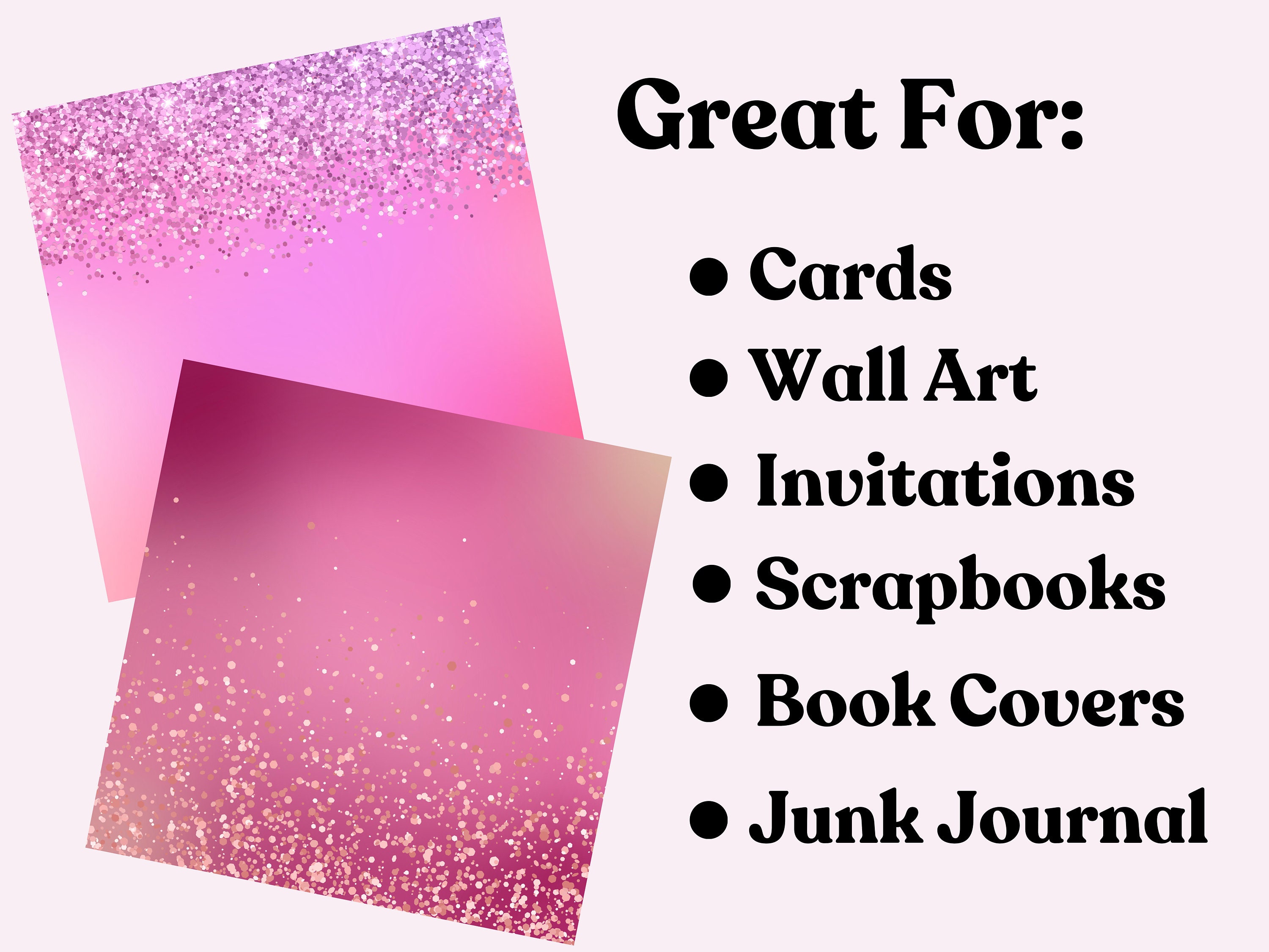 Pink Holographic Glitter Digital Paper, Printable Scrapbook Paper ...