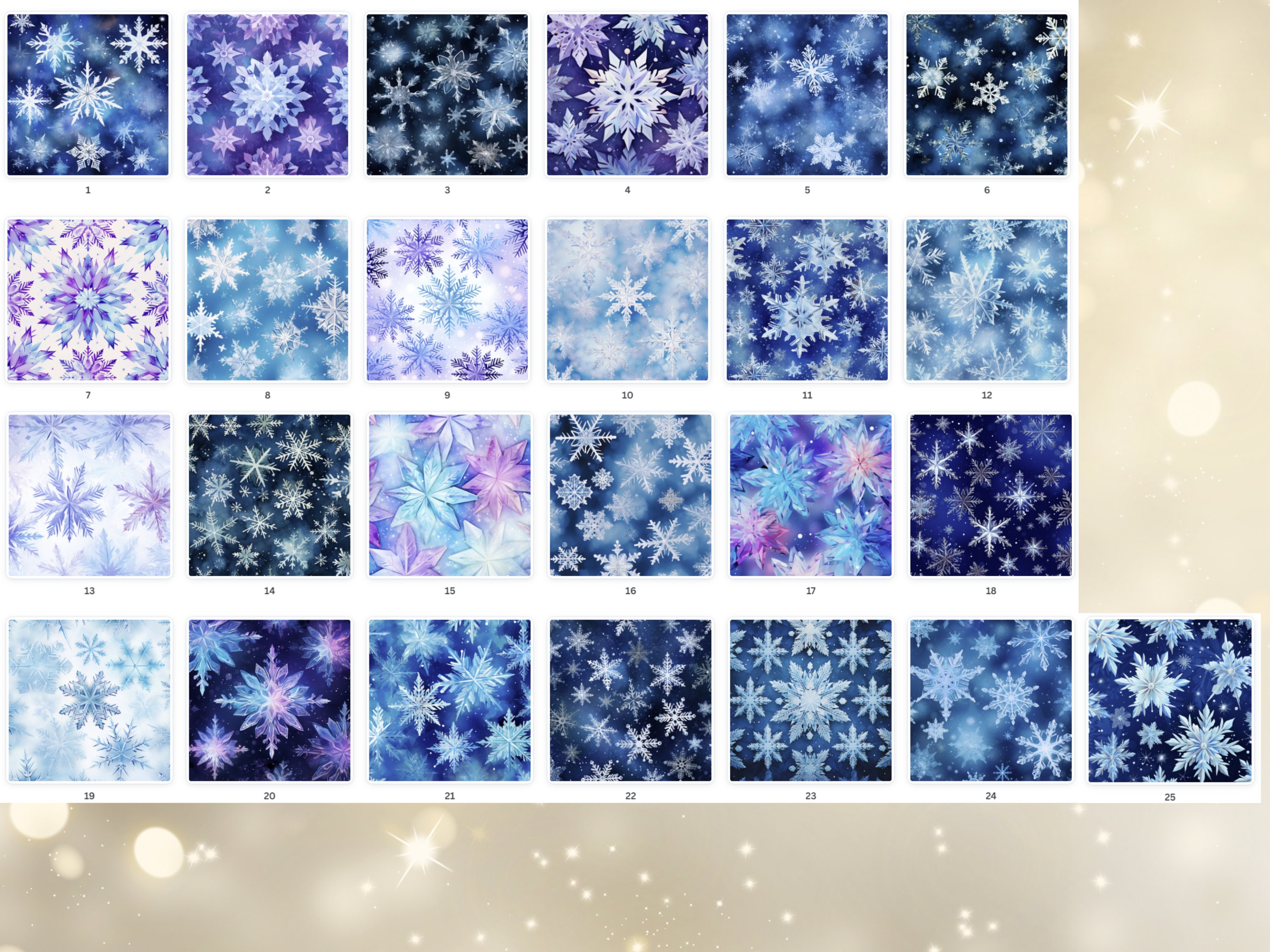 Snowflake Pattern Printable Paper, Winter Junk Journal, Snow Crystal ...