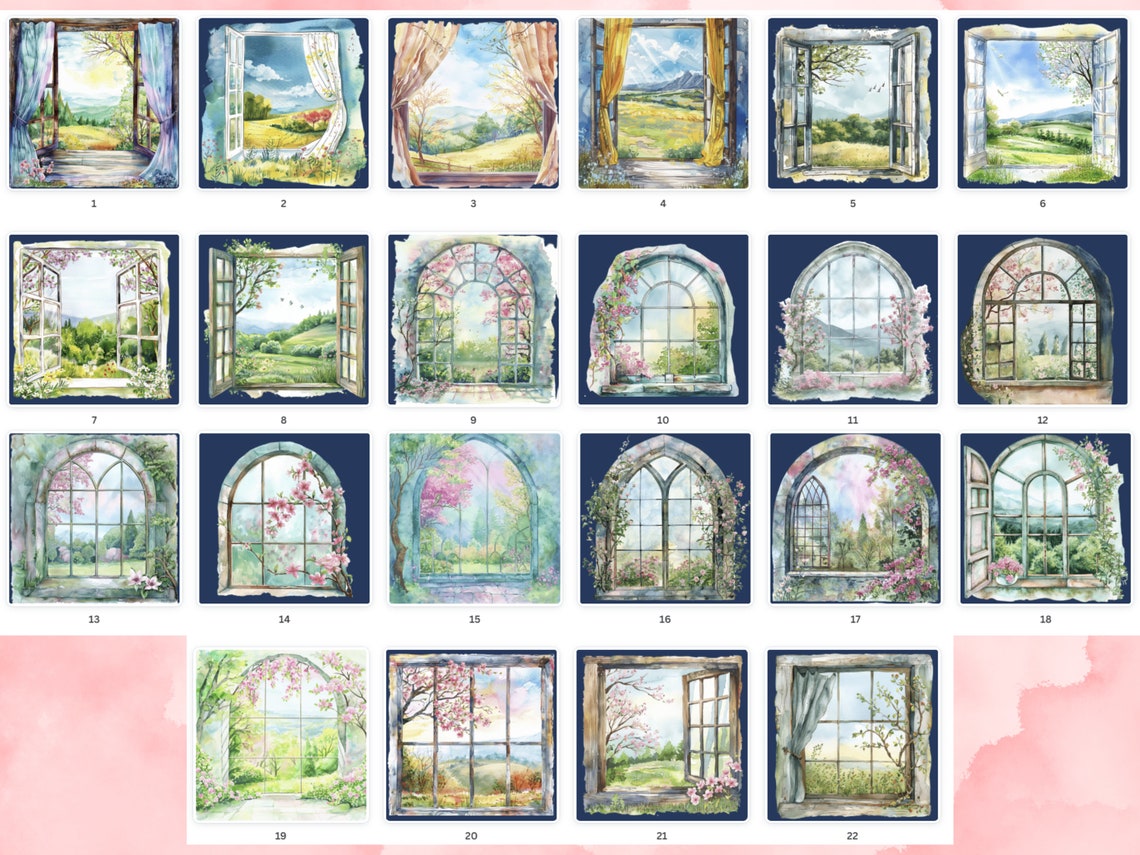 Watercolor Open Window Clip Art, Spring Graphics, Spring Clipart ...