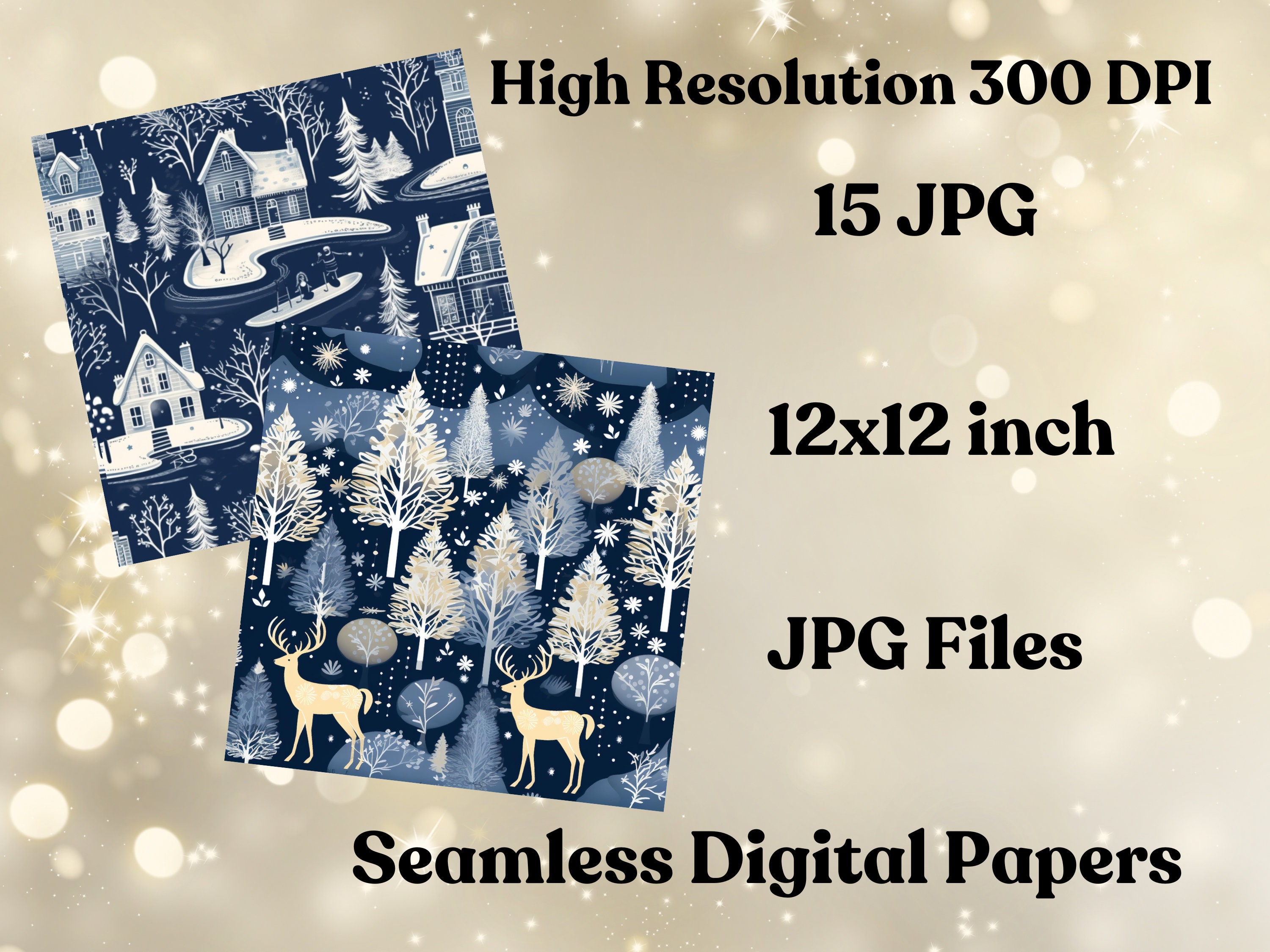 Blue Christmas Digital Paper Pack, Festive Christmas Background ...