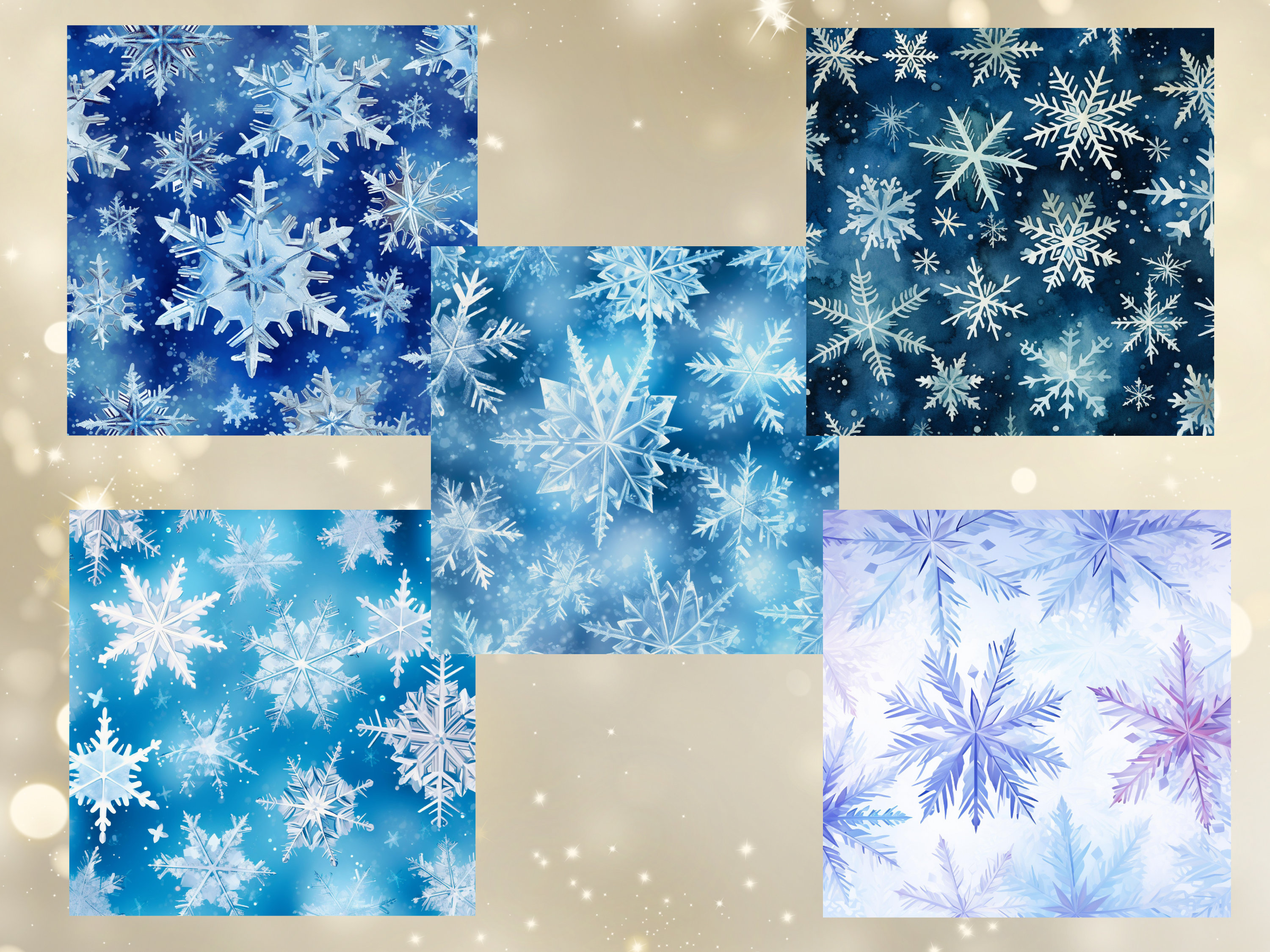 Snowflake Pattern Printable Paper, Winter Junk Journal, Snow Crystal ...
