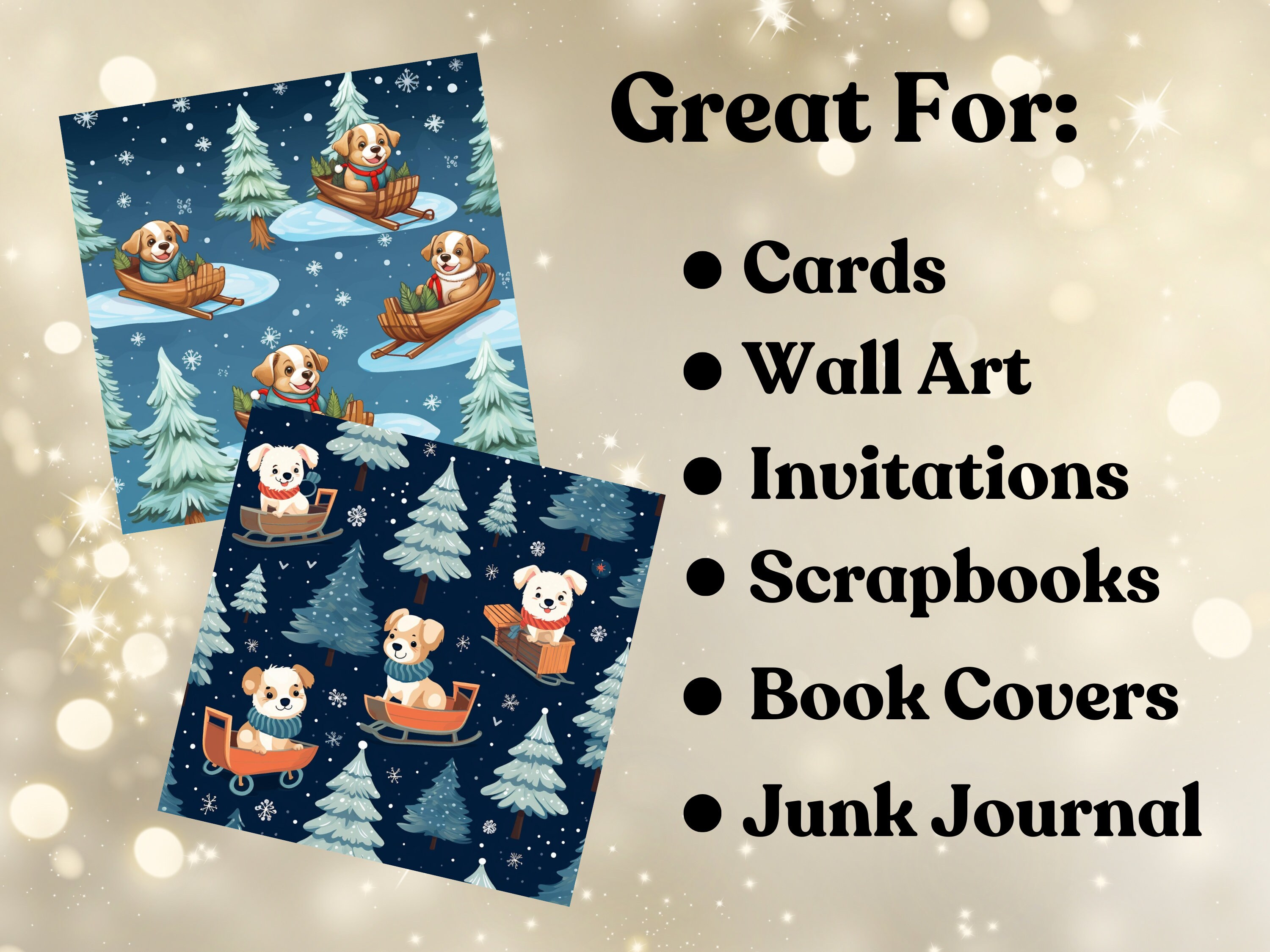 Cute Puppy Christmas Digital Printable Paper Pack, Winter Wonderland ...