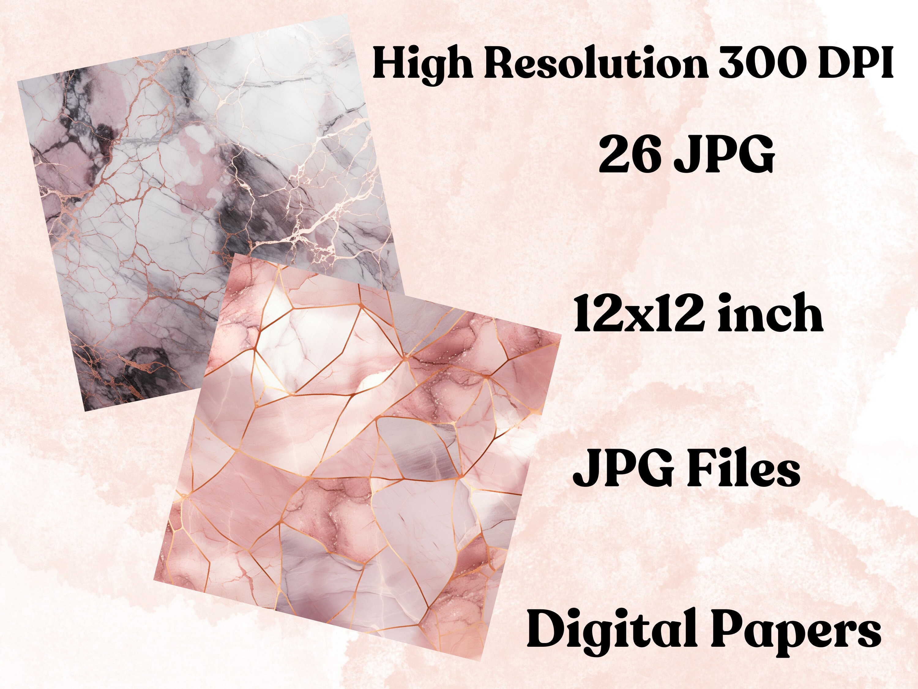 Rose Gold Marble Digital Paper, Marble Textures, Seamless Marble ...