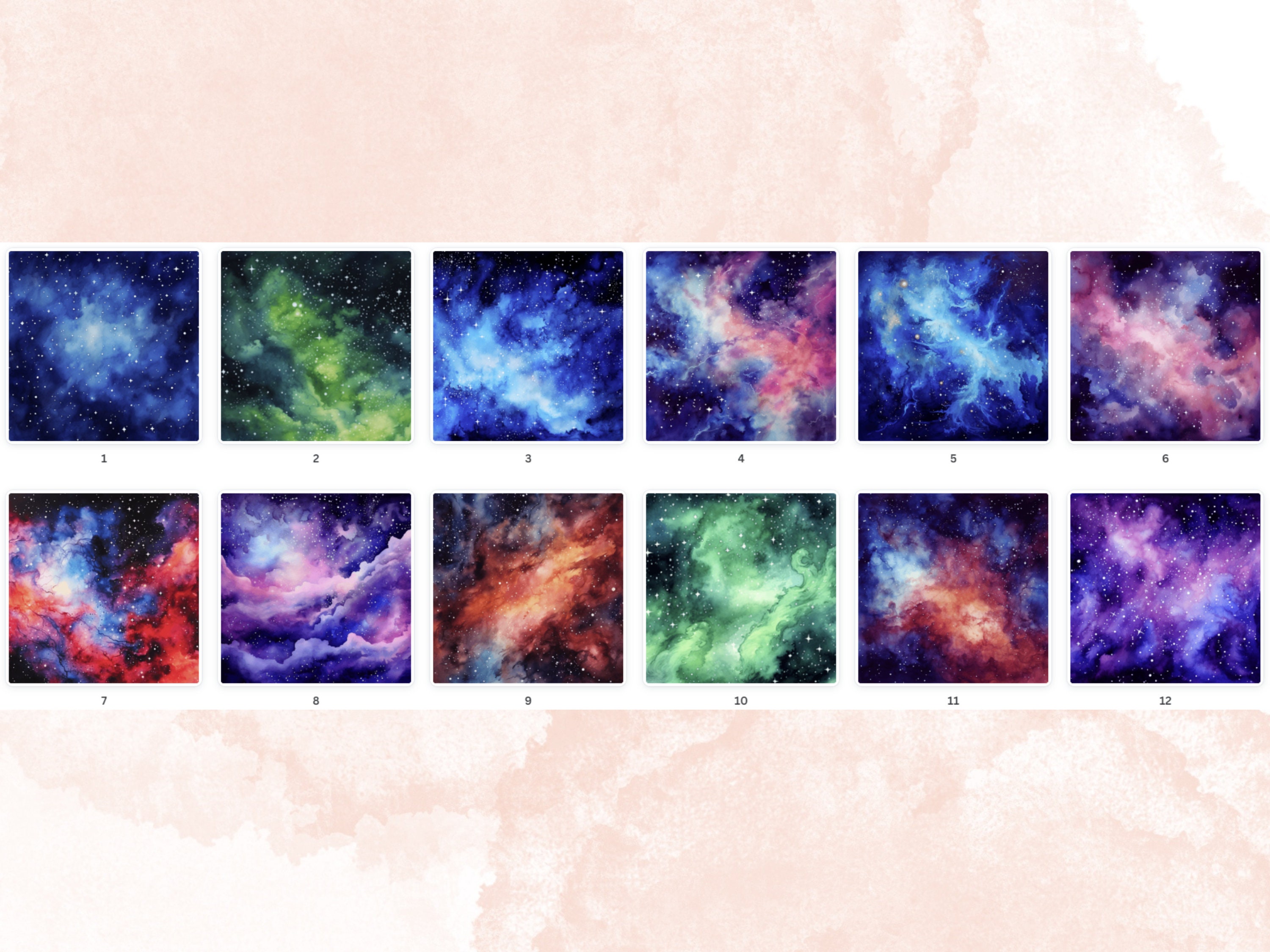 Watercolor Galaxy Background Digital Paper, Painted Galaxy, Galaxy ...
