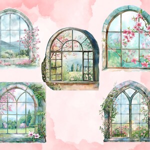 Watercolor Open Window Clip Art, Spring Graphics, Spring Clipart ...