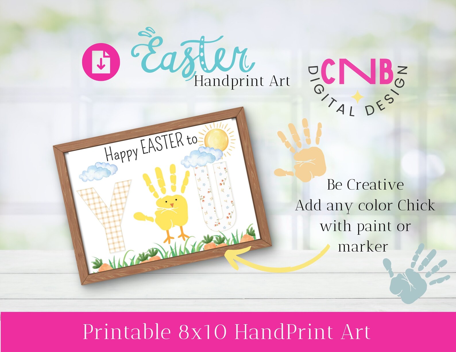 Easter HANDPRINT ART, Printable Easter Bunny Handprint Craft, Easter ...