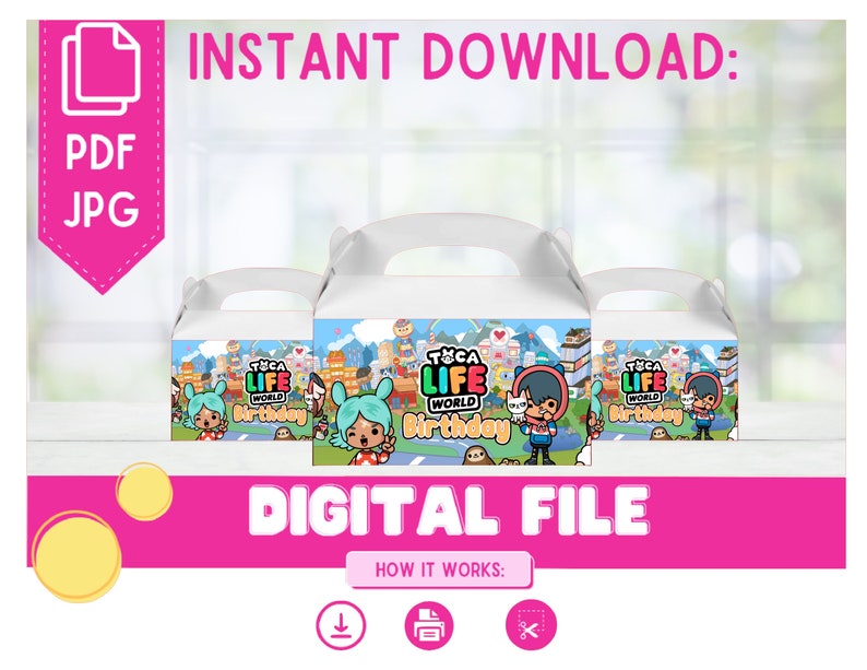 Instant Download Toca Life Gable Box Label/ Toca Life World/favor Box ...