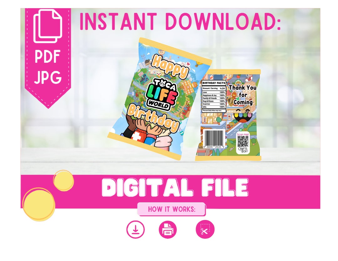 Instant Download Toca Life Chip Bag/ Toca Life World/chip Bag Label ...