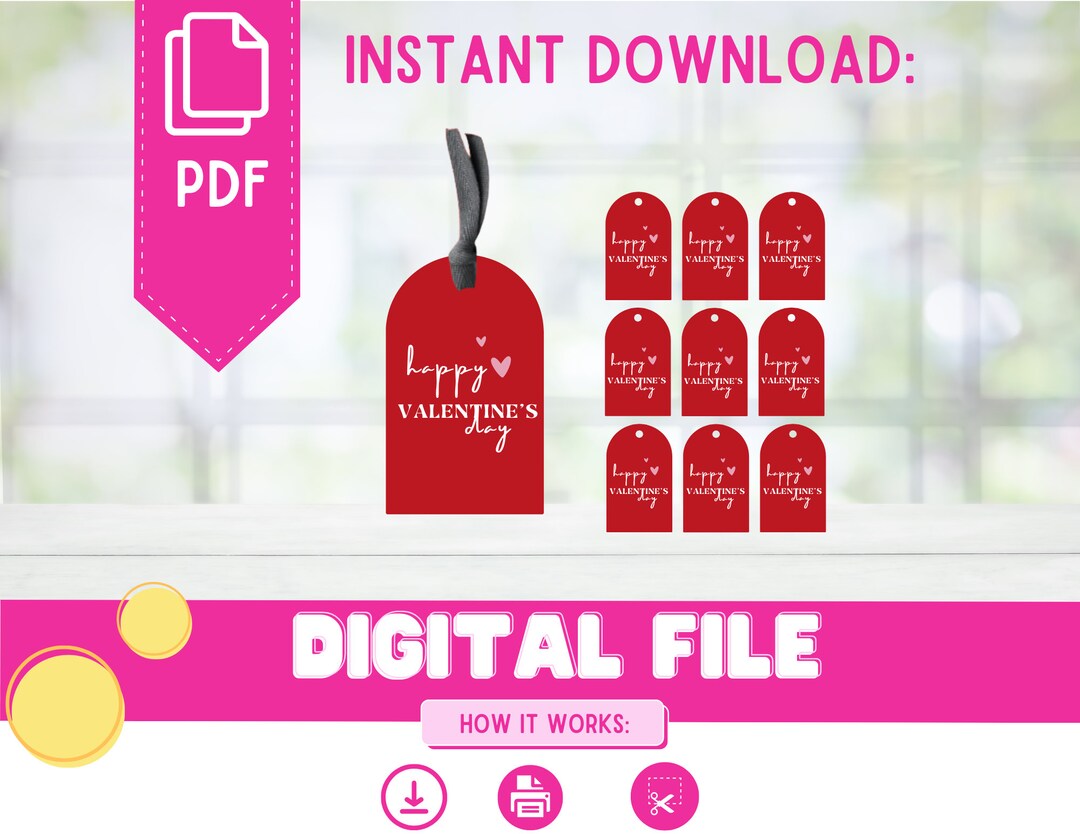 Printable Valentine's Gift Tags/ Valentine's Day Templet/ Instant ...
