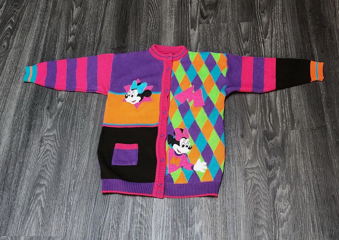 Vintage, Disney Cardigan Pink and Purple, Minnie Mickey, 90's Child ...
