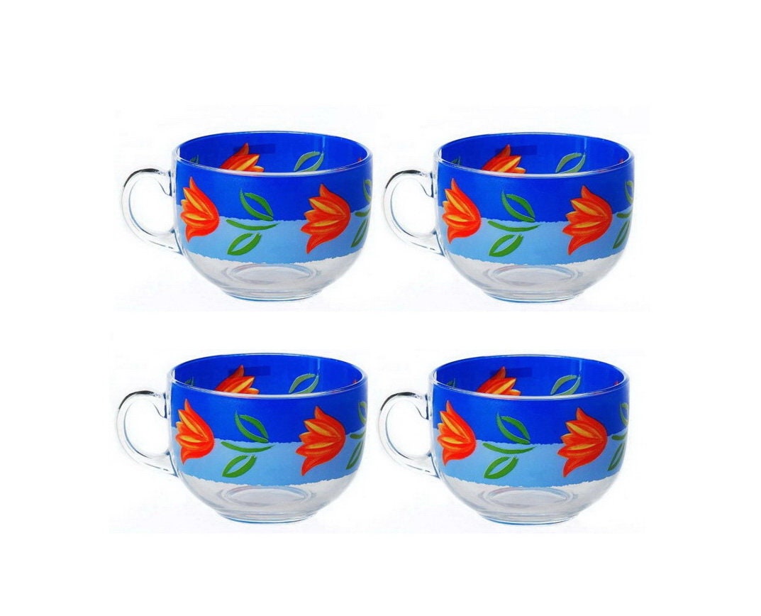 4 Vintage Cups, Luminarc Cups, Arcoroc France, TULIP Designs - Etsy