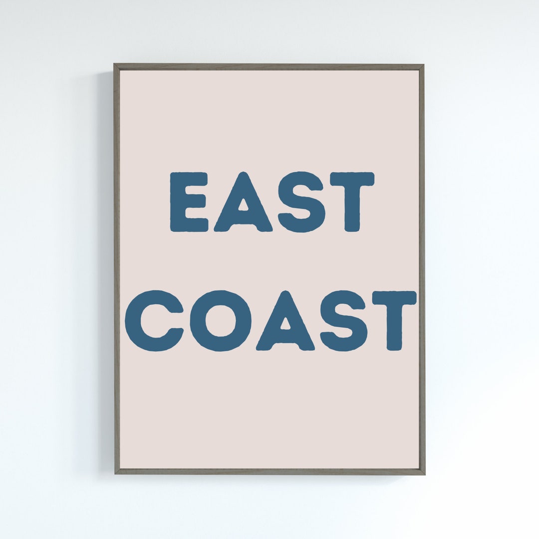 East Coast Print: Blue Text Coastal Wall Art (digital Download) - Etsy