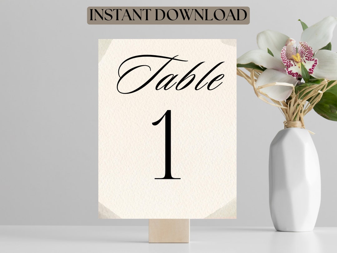 Printable Table Numbers 1 30 Instant Download Printable Wedding Table ...